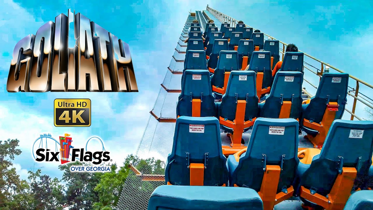 2021 Goliath Roller Coaster On Ride Back and Middle Seat 4K POV Six ...