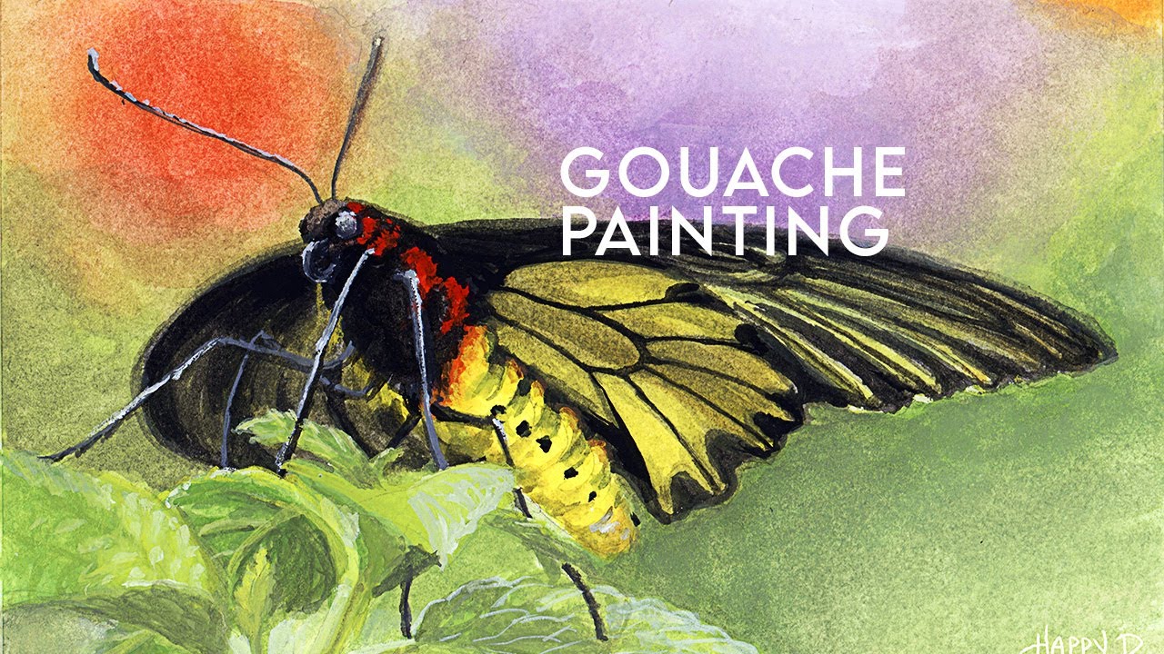 Painting a photorealistic butterfly 🦋 GOUACHE TIMELAPSE - YouTube