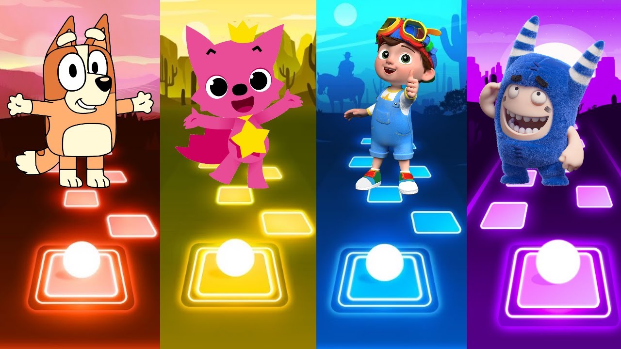 WOLF 🔴 PINKFONG 🔴 COCOMELON 🔴 ODDBOBS Tiles Hop EDM RUSH - YouTube