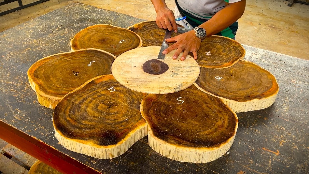 Unique Creation Of Carpentry - Table And 4 Chairs Set Made Entirely ...