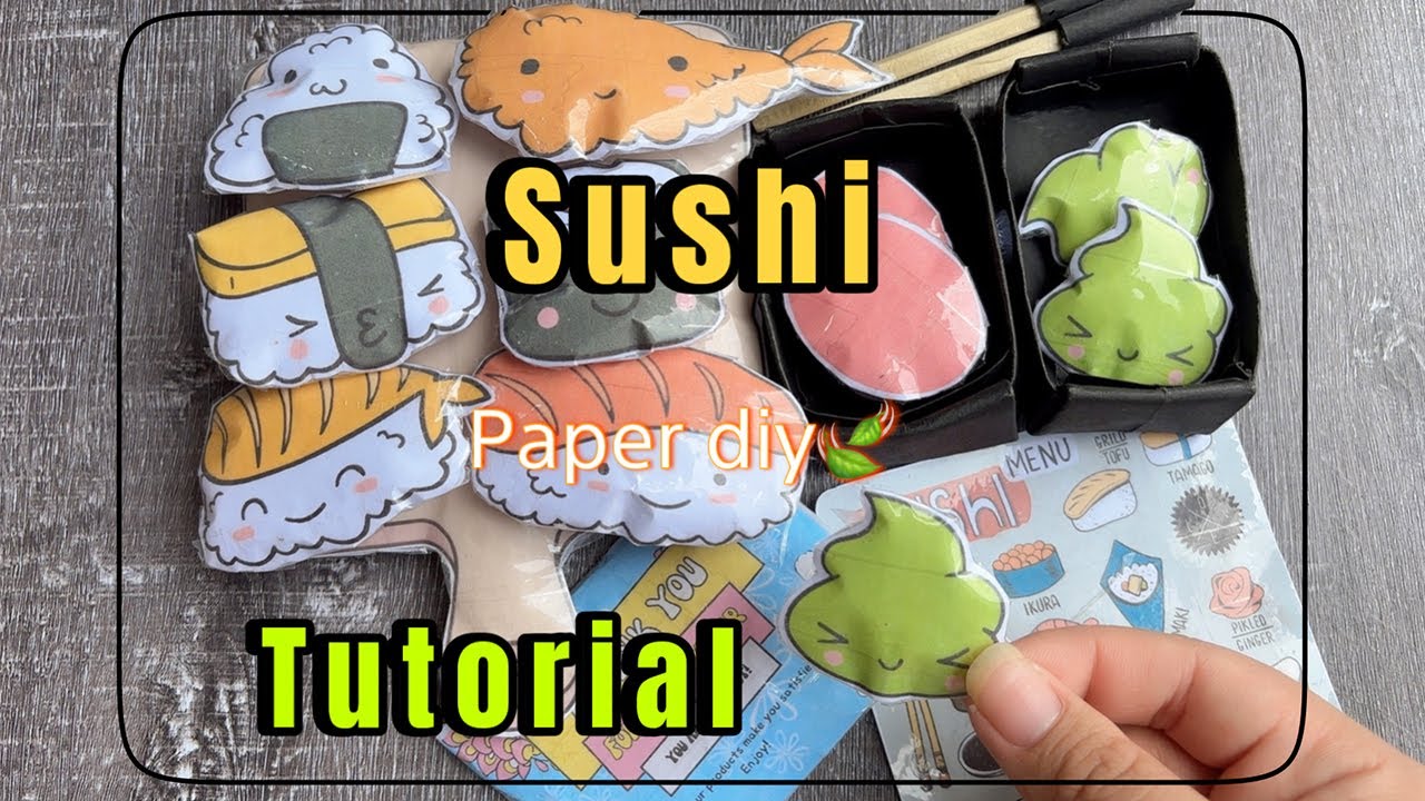 How to make paper squishies | step by step tutorial Sushi asmr - YouTube