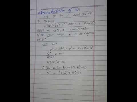 Annihilator in Linear Algebra | Properties of Annihilator | Math ...