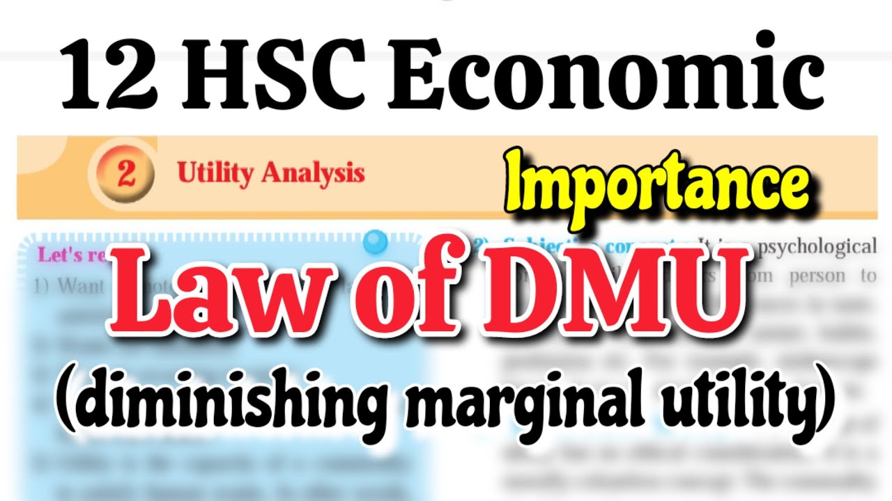 Importance of Law of Diminishing marginal utility | Law of DMU | Class ...