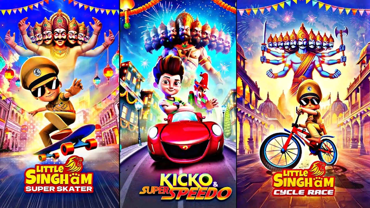 Little Singham Cycle Race, Little Singham Super Skater, Kicko & Super ...