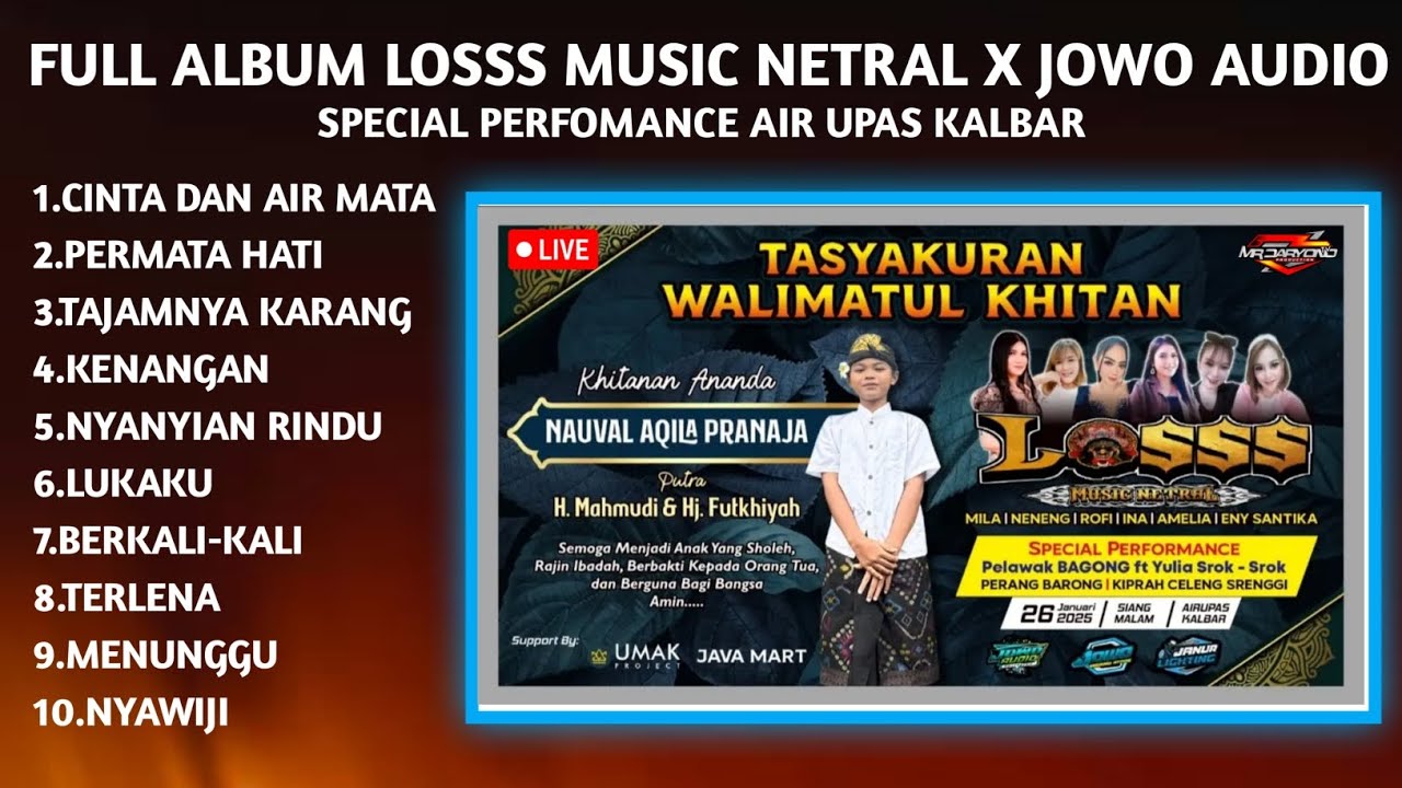 FULL ALBUM LOSSS MUSIC NETRAL X JOWO AUDIO // AIR UPAS KALBAR - YouTube