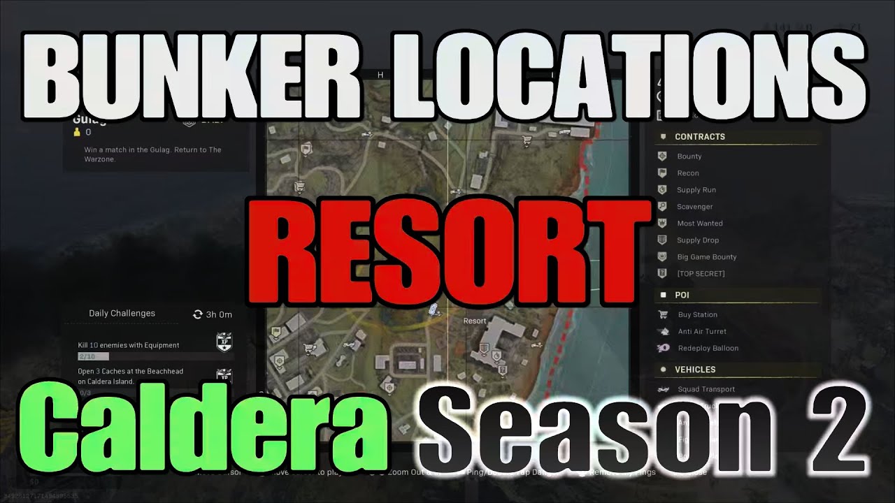 SEASON 2 WARZONE BUNKER LOCATIONS - RESORT - Nebula, PDS, Durable Gas ...