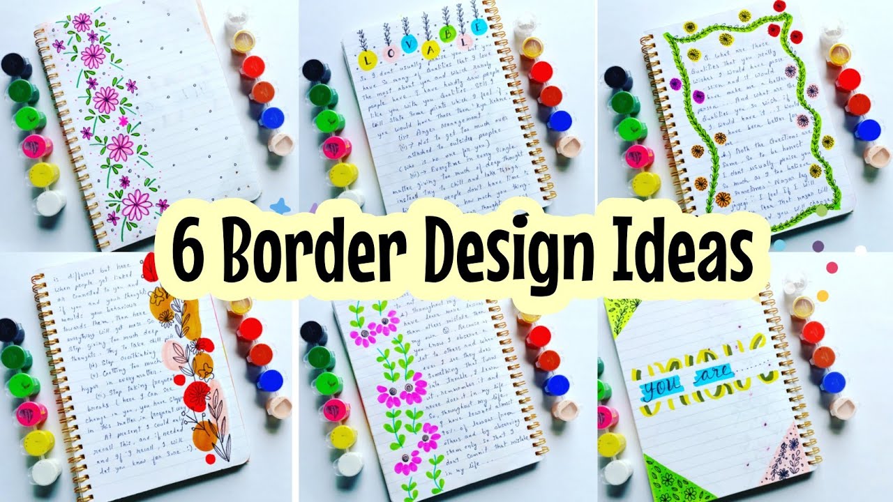 6 Border Design Ideas/ How to draw unique border design 😍 ️ - YouTube
