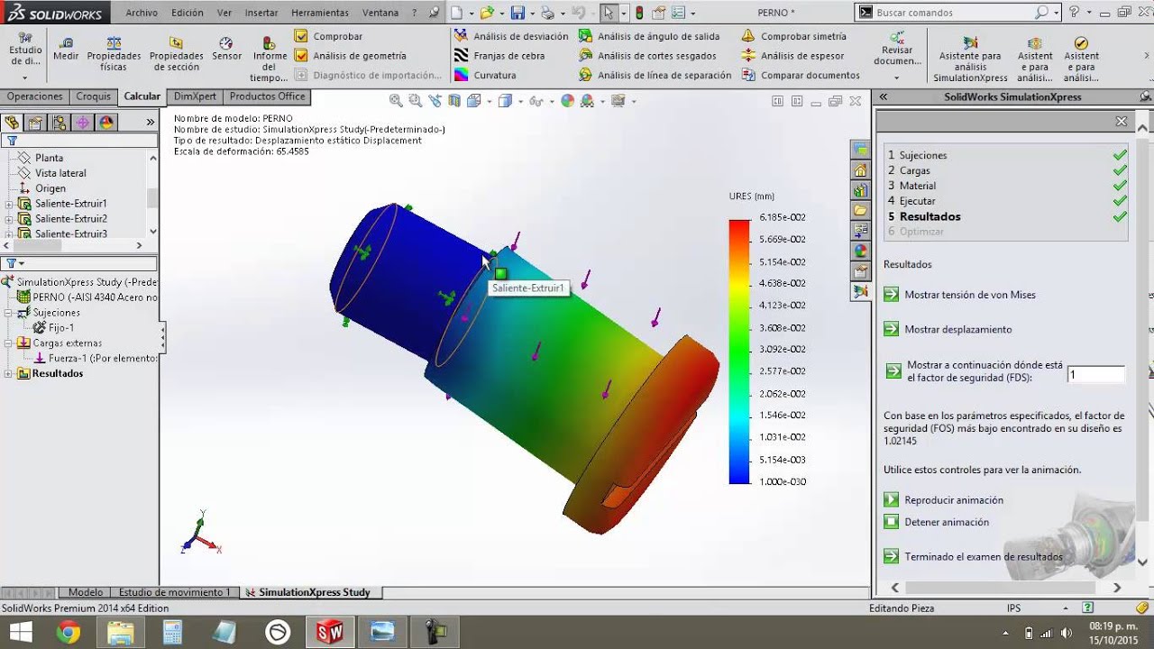 SolidWorks 2015 Análisis SimulationXpress - YouTube