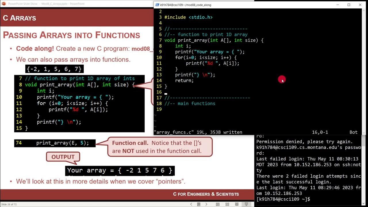 8.1(e) - Passing Arrays into Functions in C - YouTube