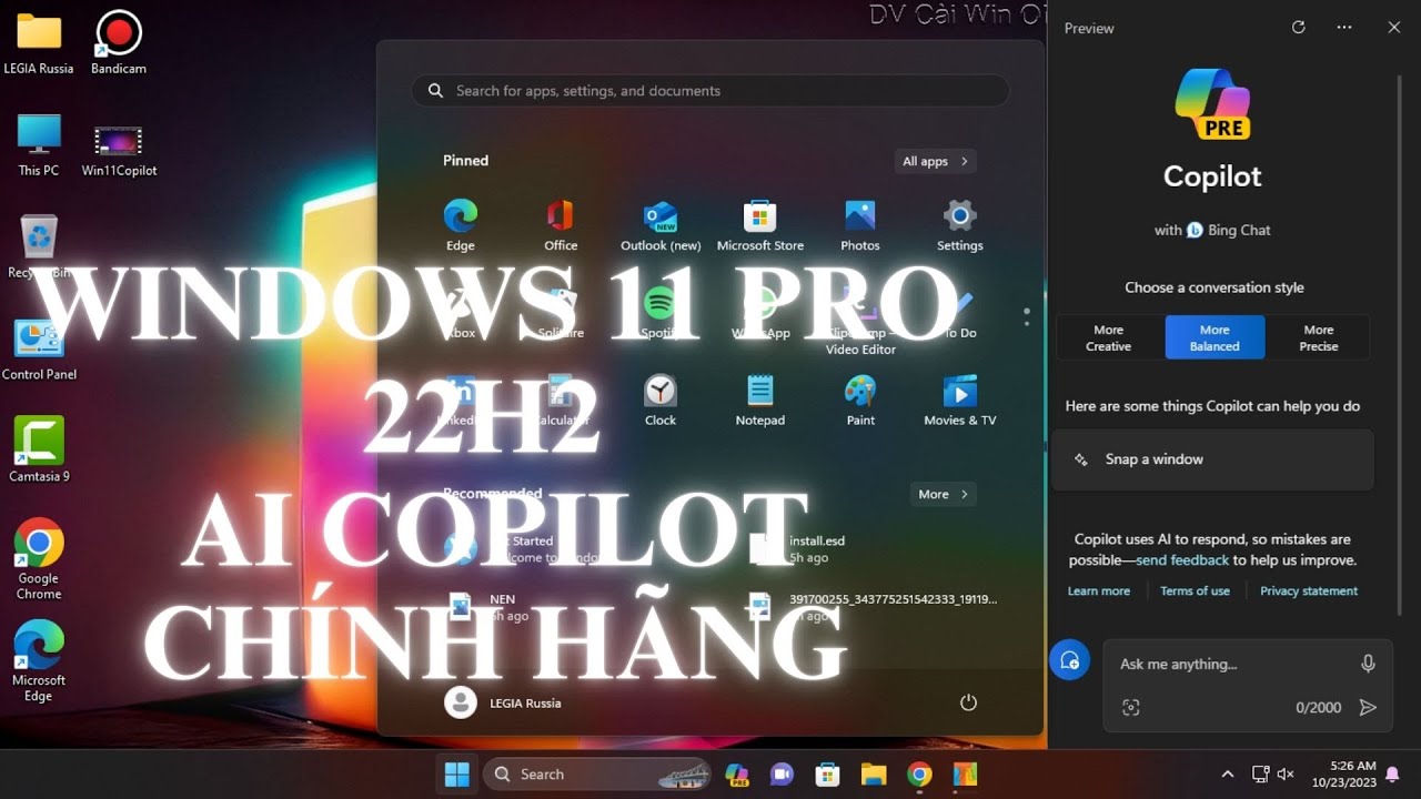 Windows 11 Pro 22H2 Chat Ai Copilot Nhẹ Mượt Nhất | DV Cài Win Online ...