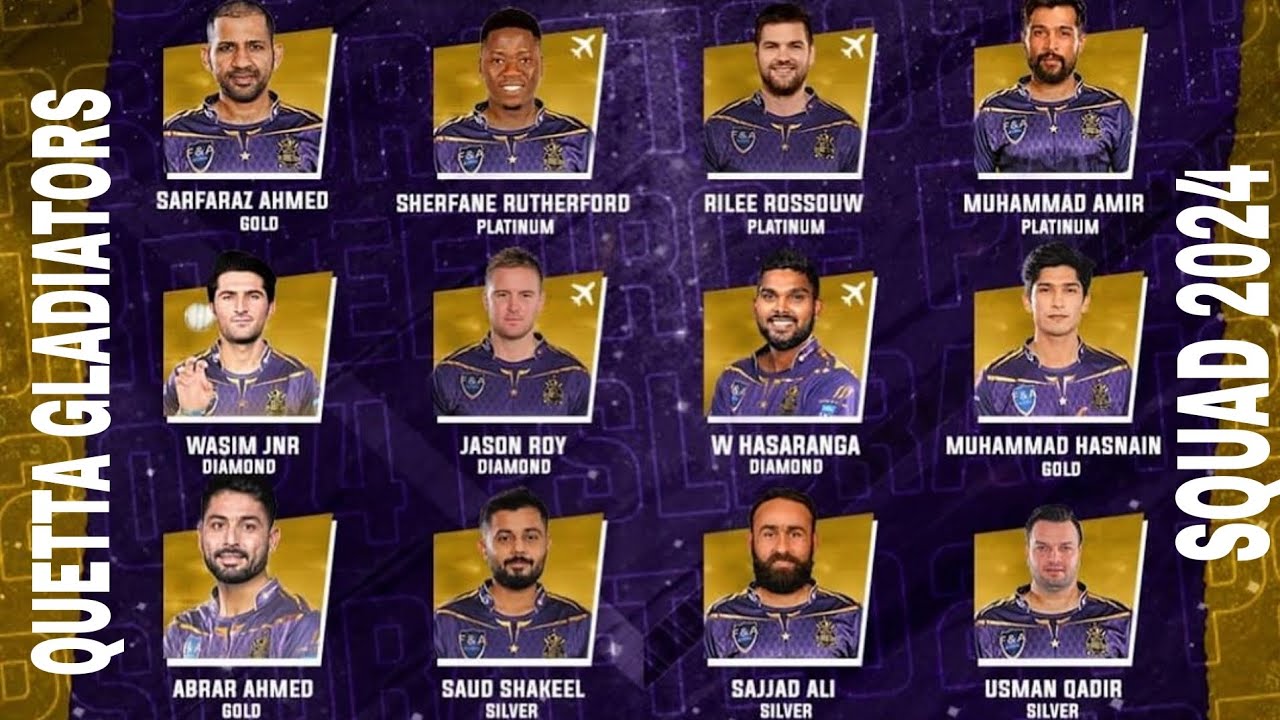 PSL 2024 quetta gladiators squad 2024 | quetta gladiators squad psl ...