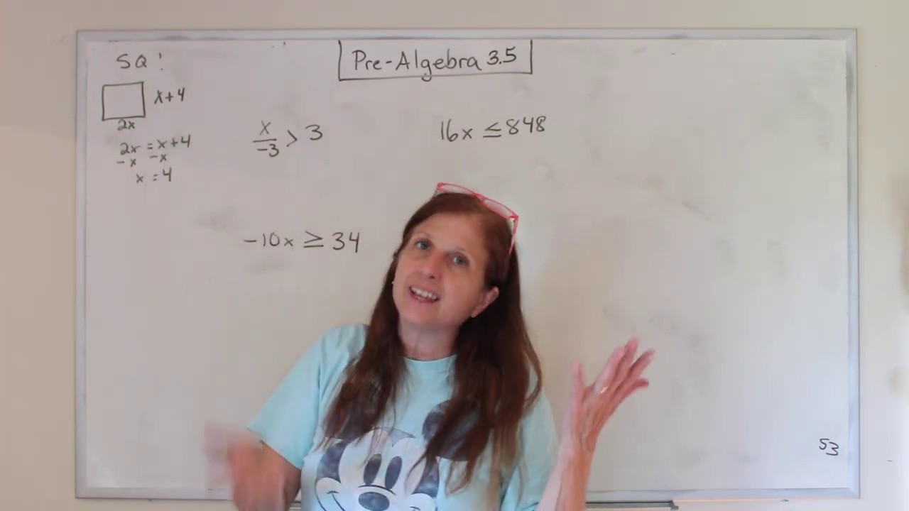 Pre-Algebra: Solving Inequalities with Multiplication and Division (3.5 ...