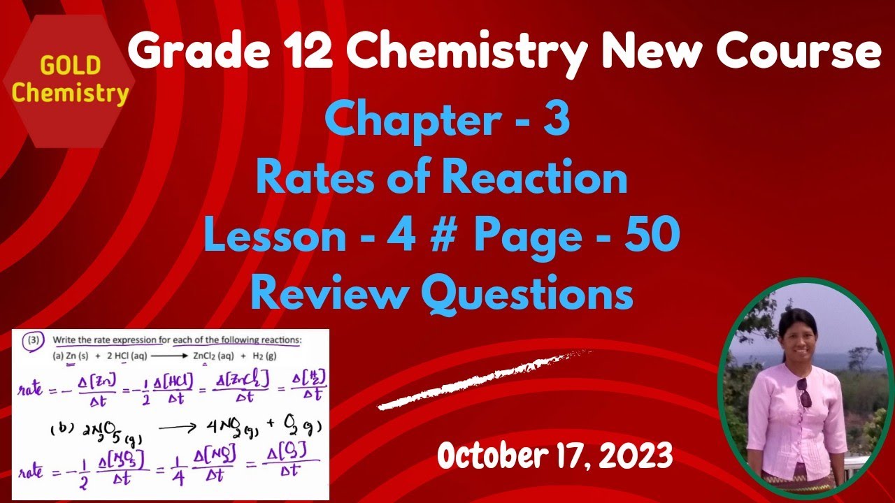 Grade 12 Chemistry New Course Chapter-3 Rates of Reaction Page-50 ...