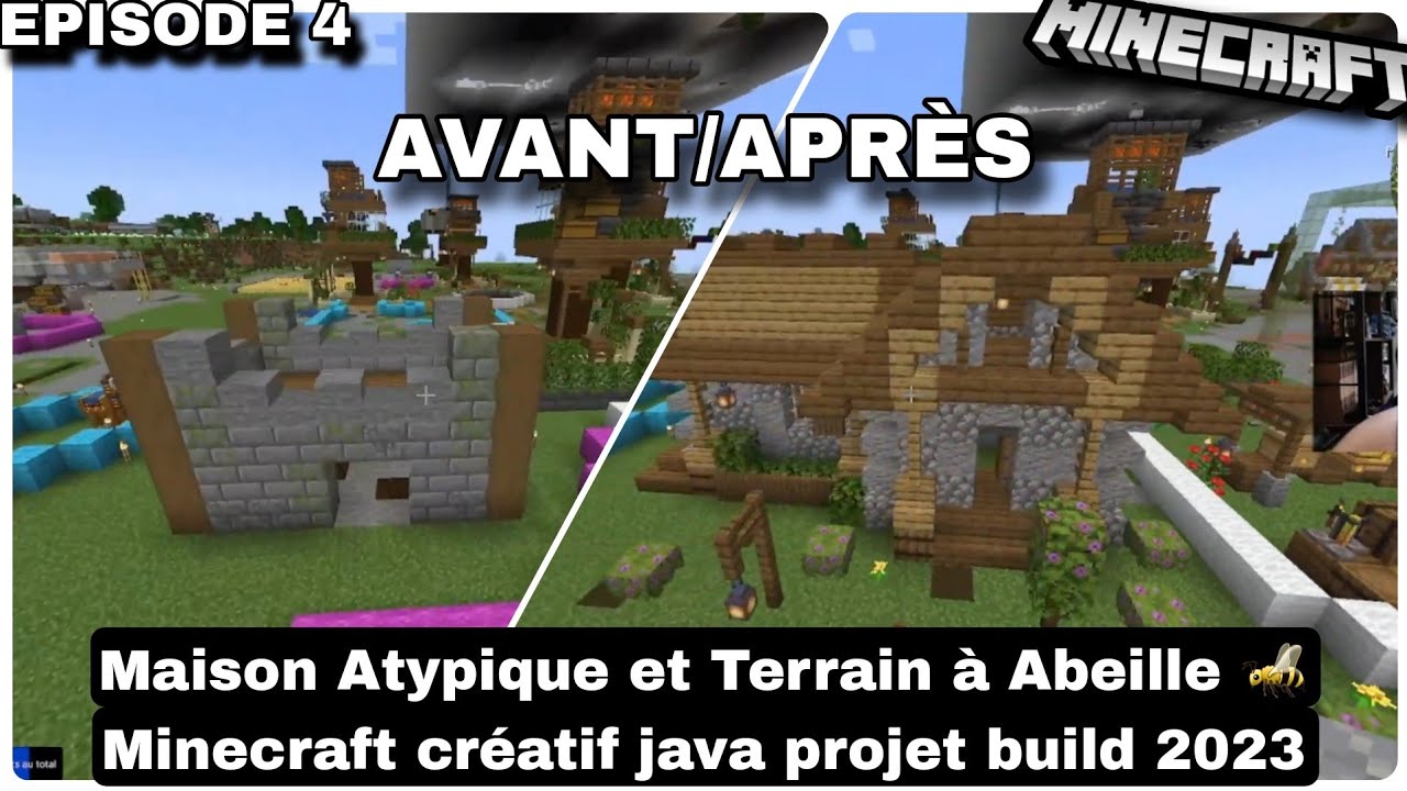 Maison Atypique et Terrain à Abeille 🐝 - EPISODE 4 | Minecraft créatif ...