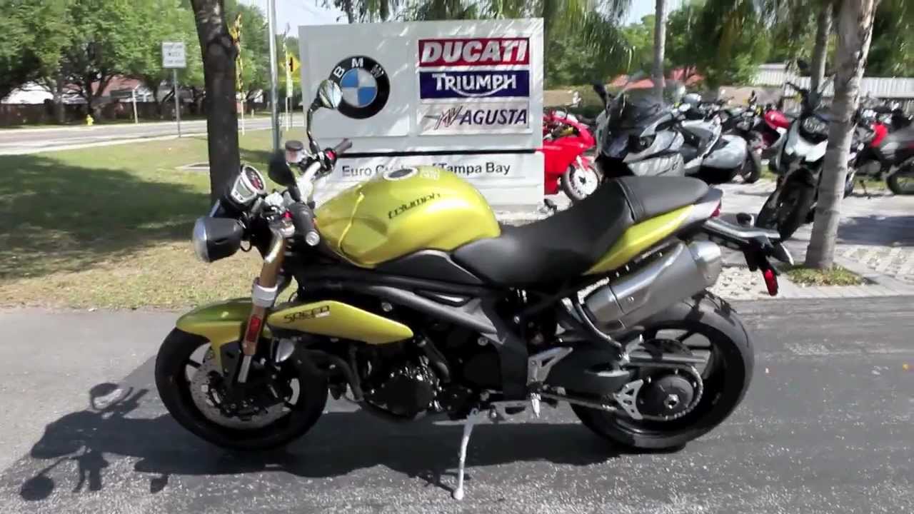 2013 Triumph Speed Triple 1050 Yellow at Euro Cycles of Tampa Bay - YouTube