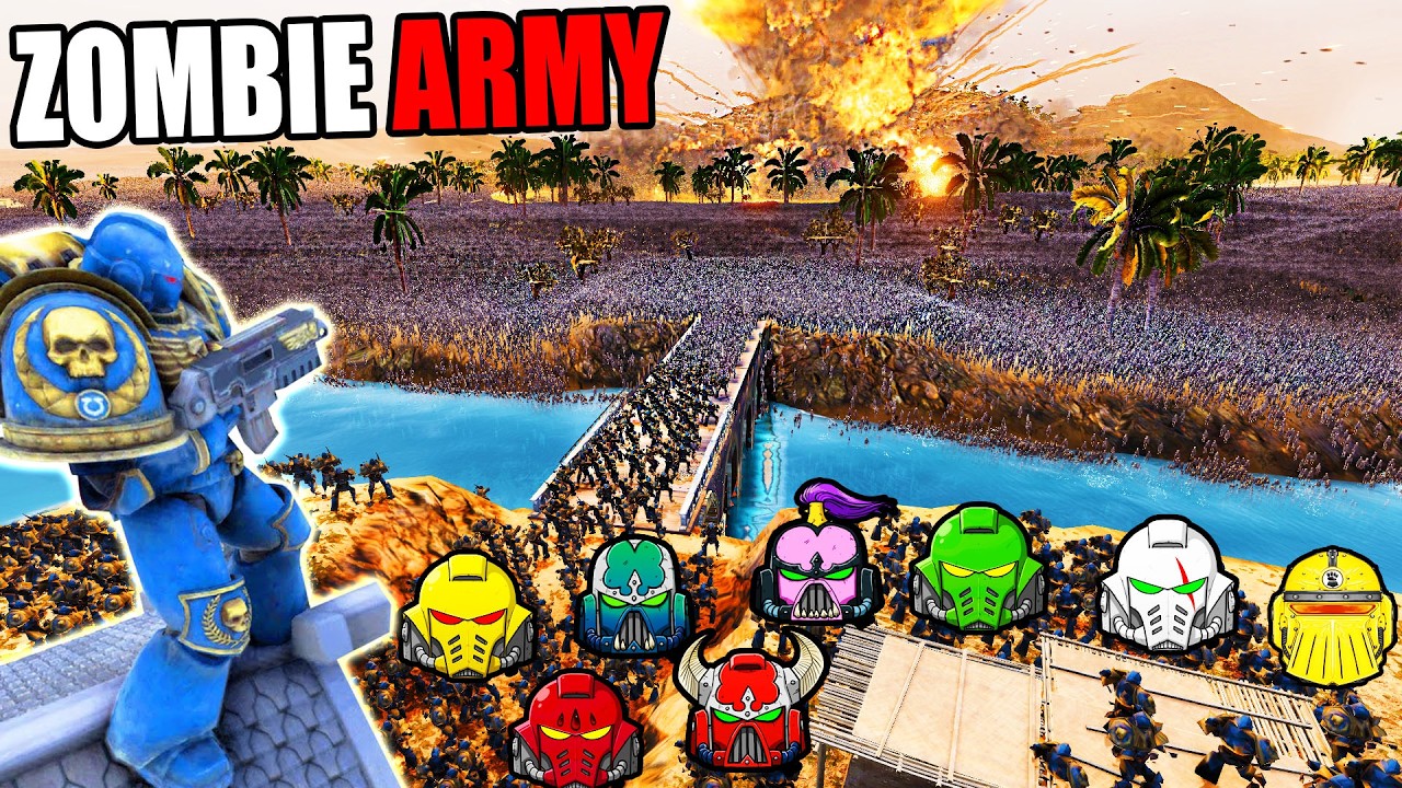 Can All SPACE MARINE Legions Hold BRIDGE vs 7,000,000 ZOMBIE ARMY ...