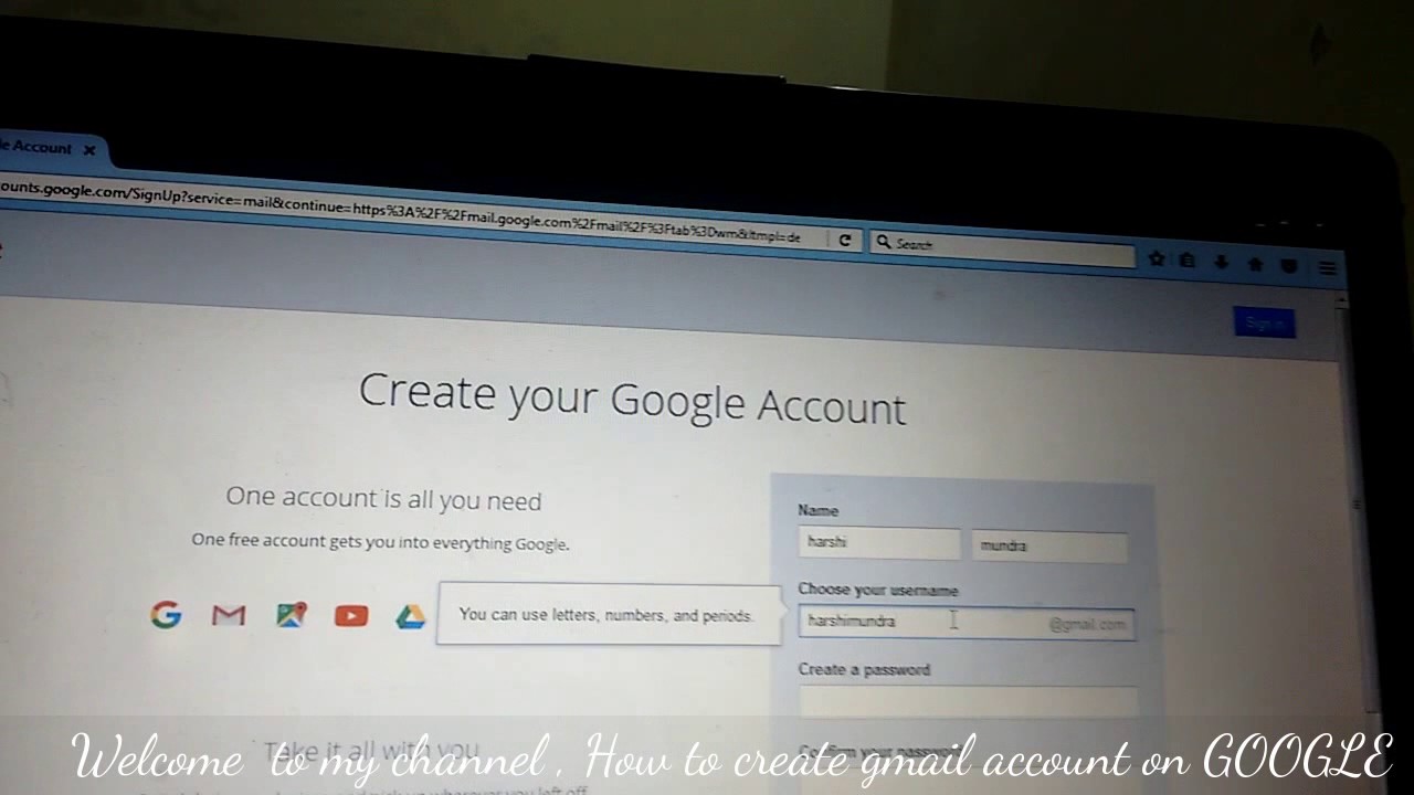 ONLINE FREE -How to create gmail account in GOOGLE - YouTube