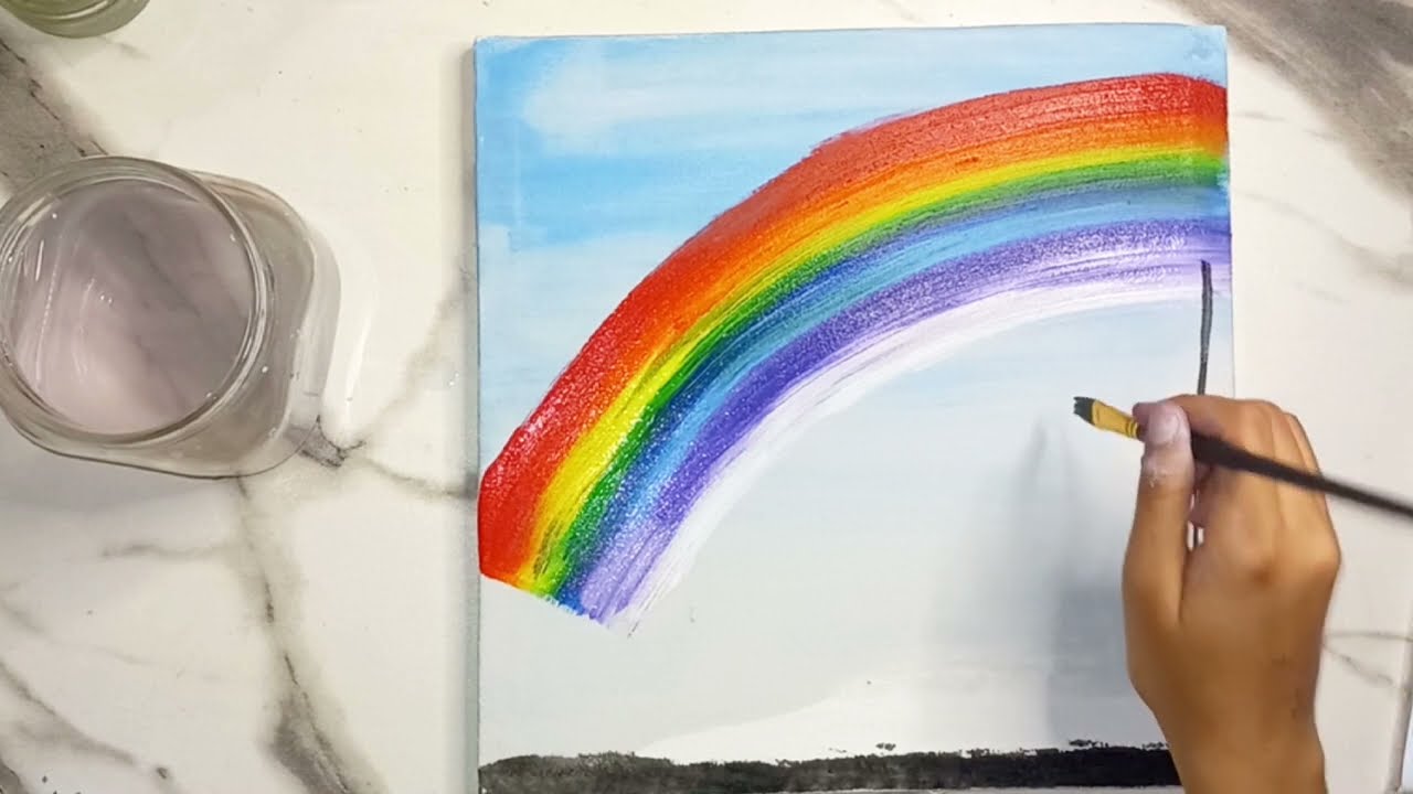 How to paint Rainbow forest/Easy Acrylic Painting ideas for beginners ...