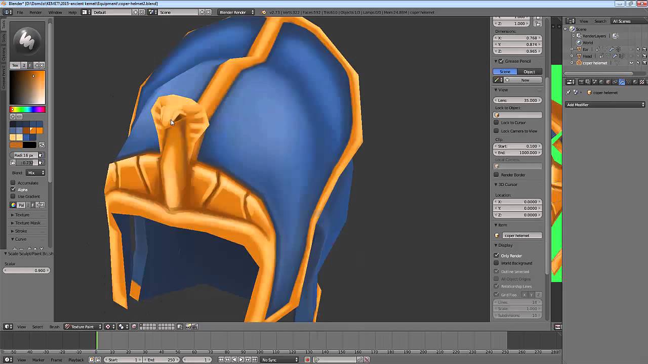 Blender- hand painted texture- Low poly helmet - YouTube