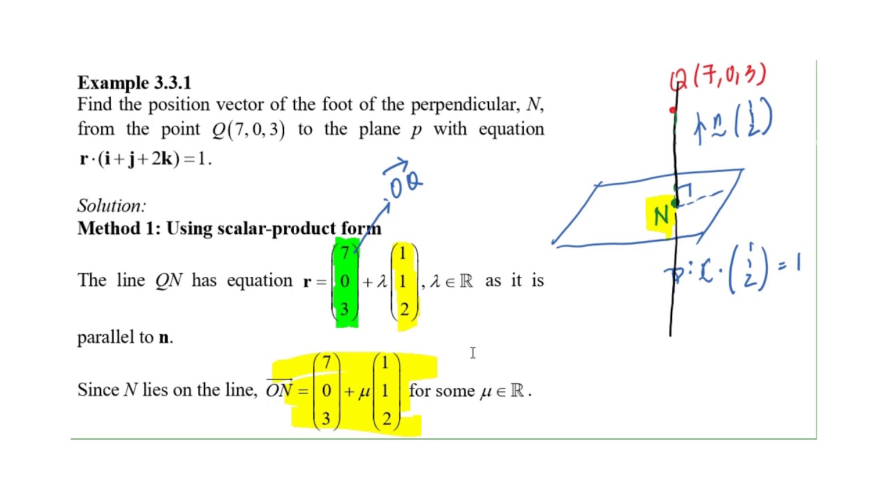 Section 3 3 Foot of perpendicular from point to plane - YouTube