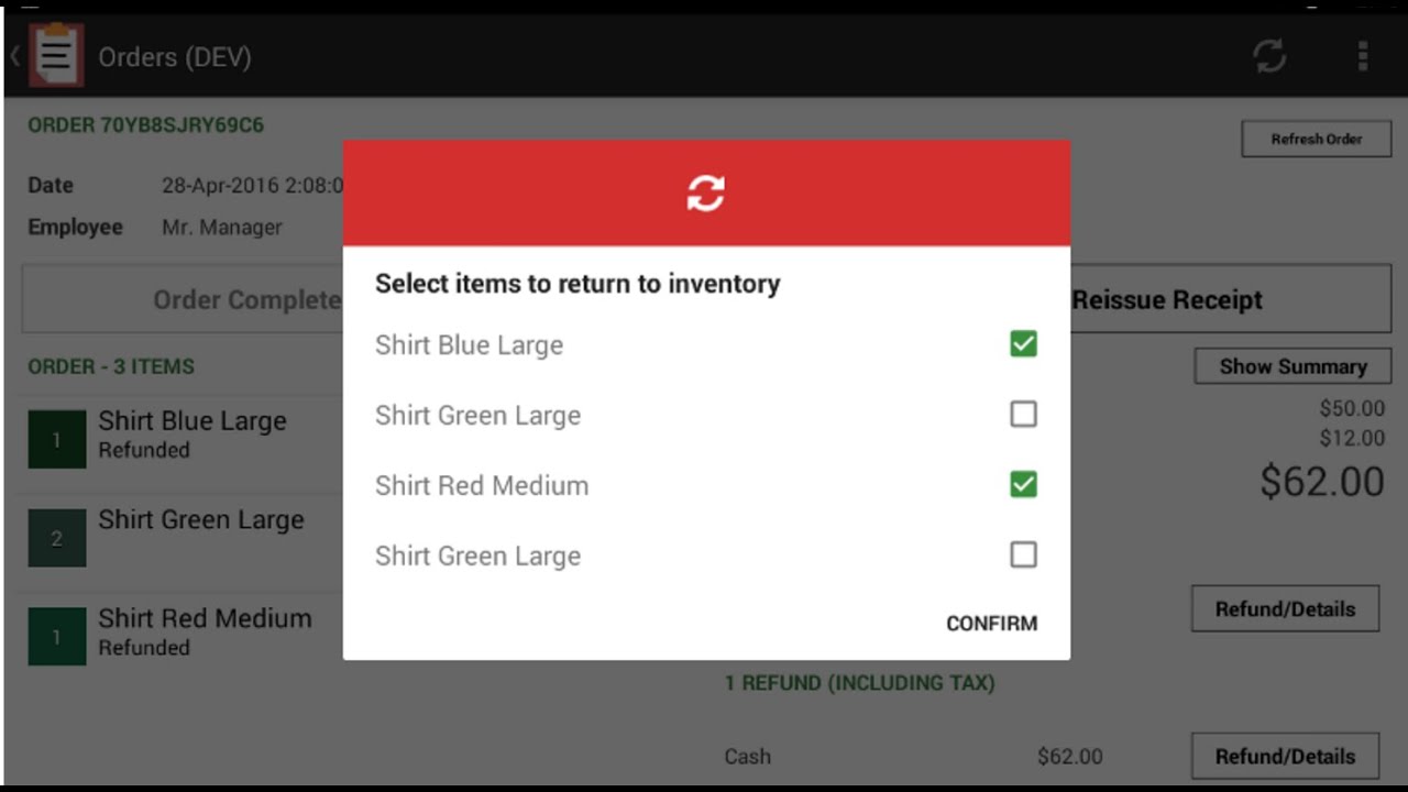 Clover POS Demo: Return items to inventory with the Returns App - YouTube