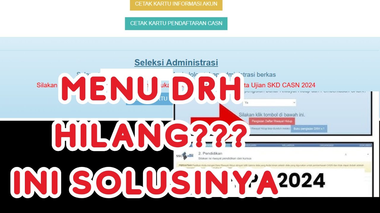 Solusi Isi menu DRH hilang pppk 2024 tahap 1 kemenag - YouTube