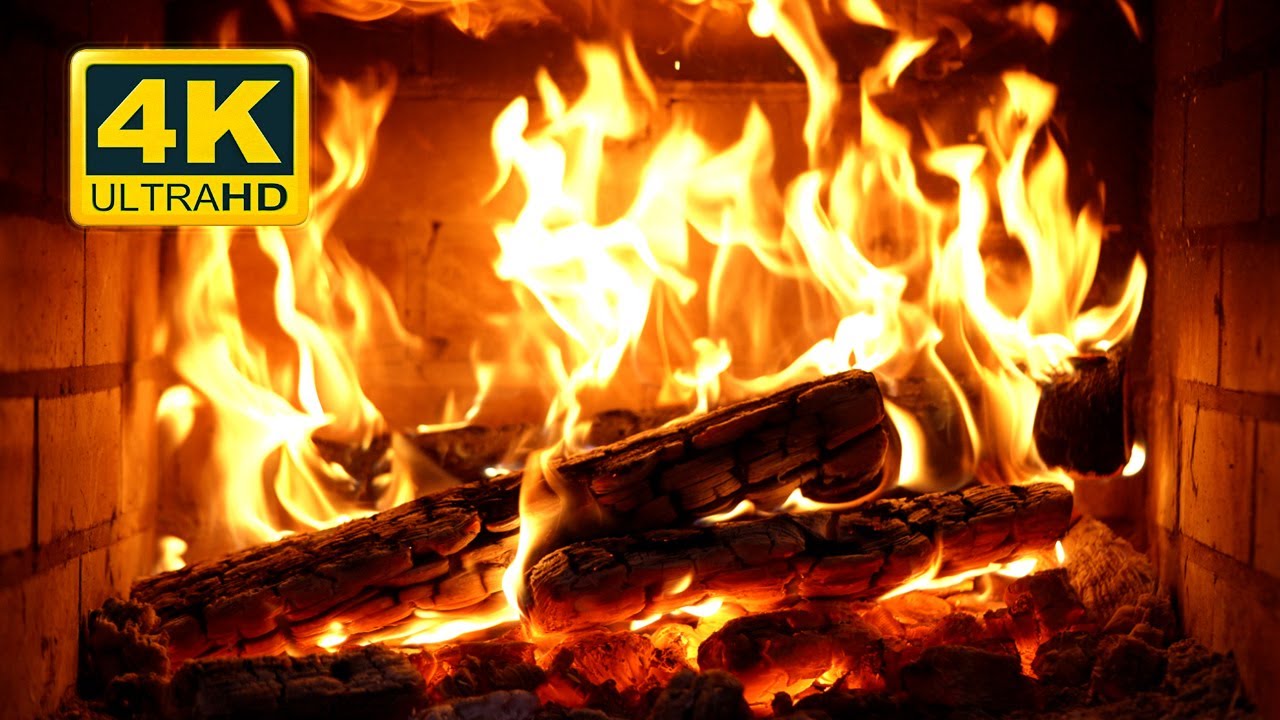 🔥 Cozy Fireplace 4K (12 HOURS). Fireplace Ambience with Crackling Fire ...
