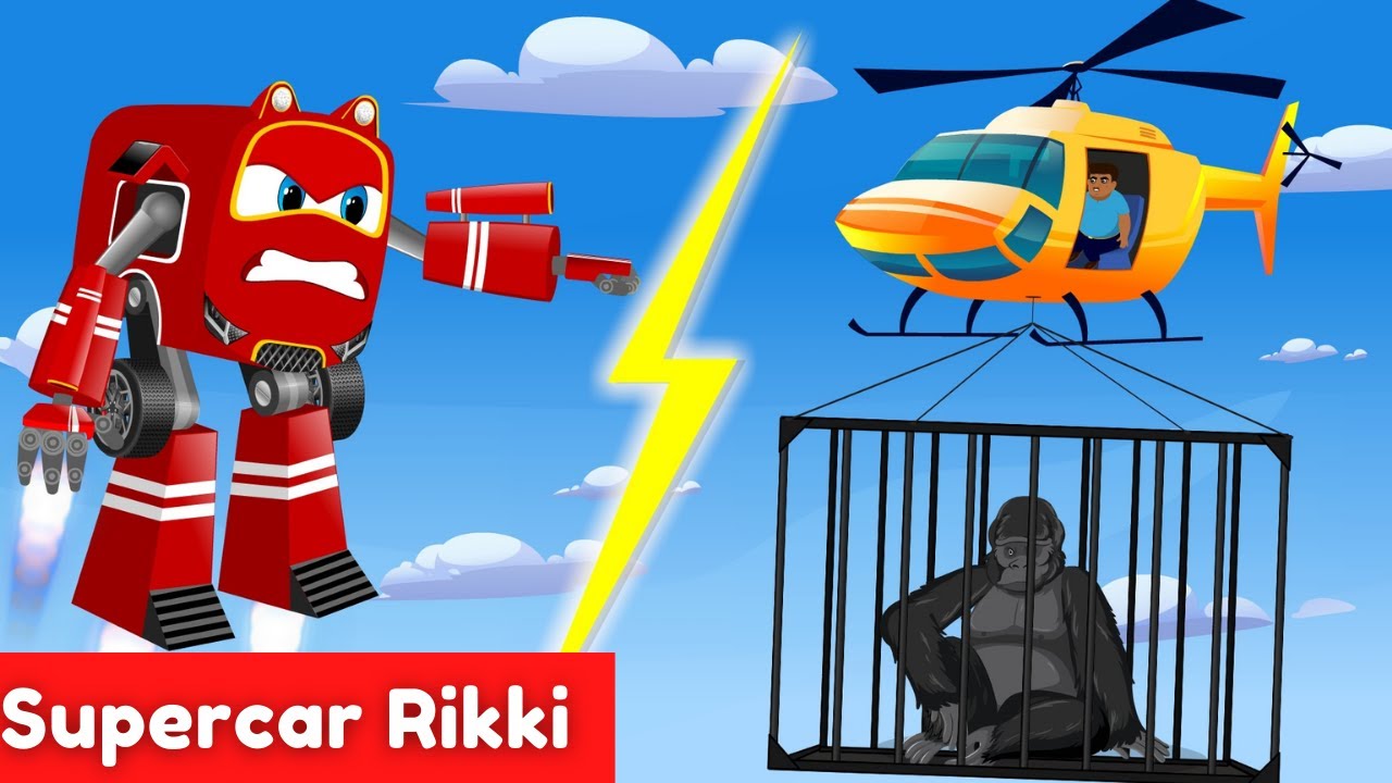 Supercar Rikki saves the Giant Gorilla from the City thieves | Kids ...