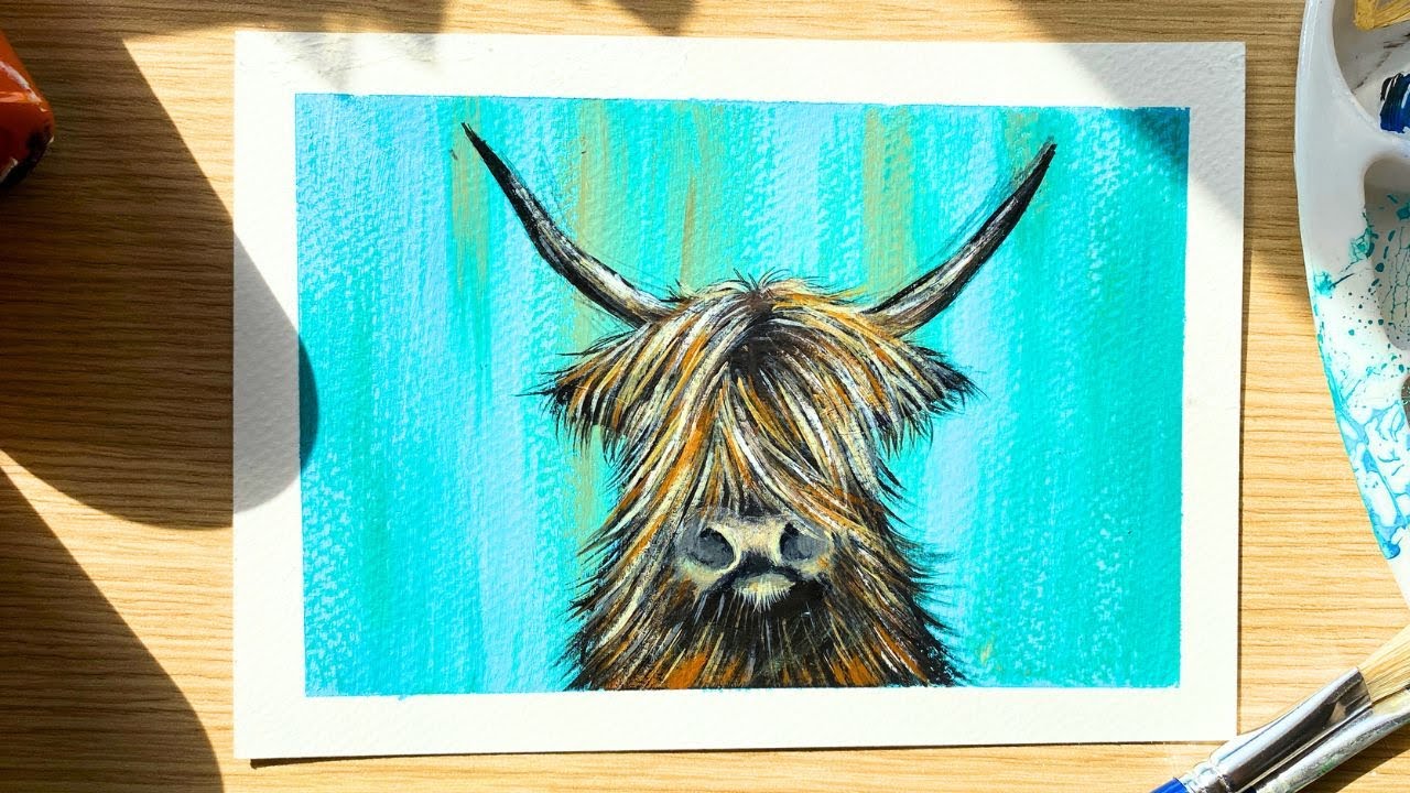 Highland Cow | Acrylic painting for beginners step by step | Paint9 Art ...