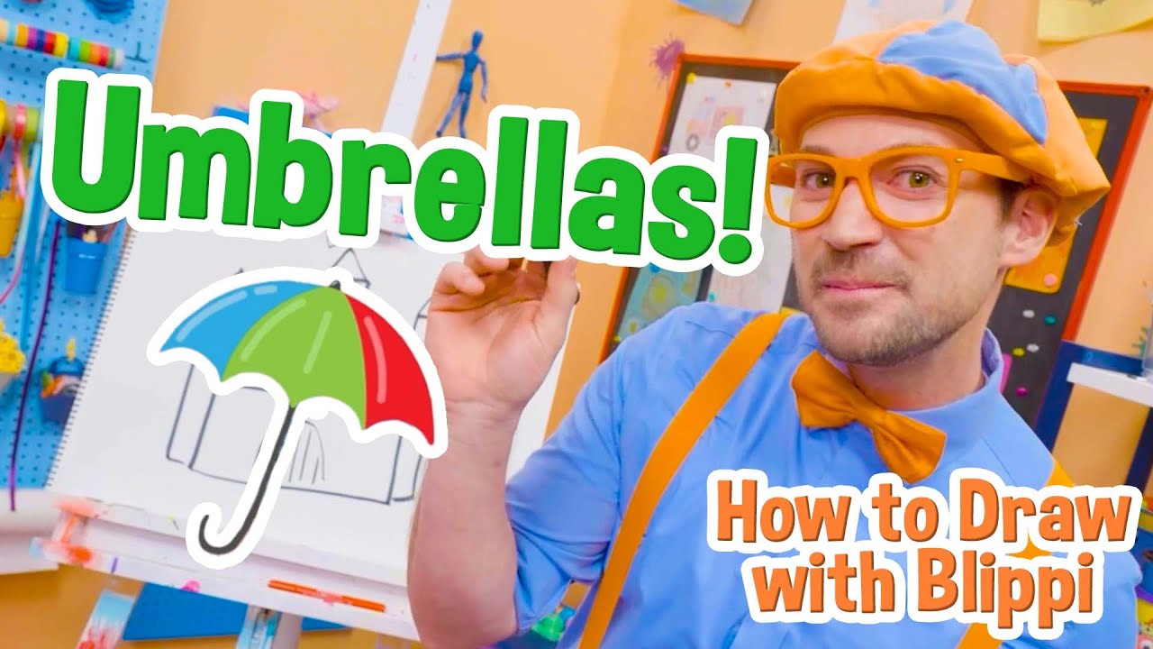 How To Draw An Umbrella | Draw with Blippi! | Art Videos for Kids ...
