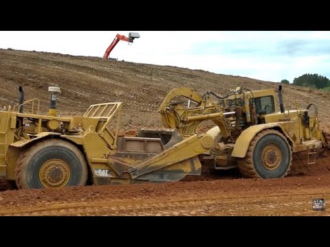 CAT 627F Scrapers Working To Get a Few Loads - YouTube