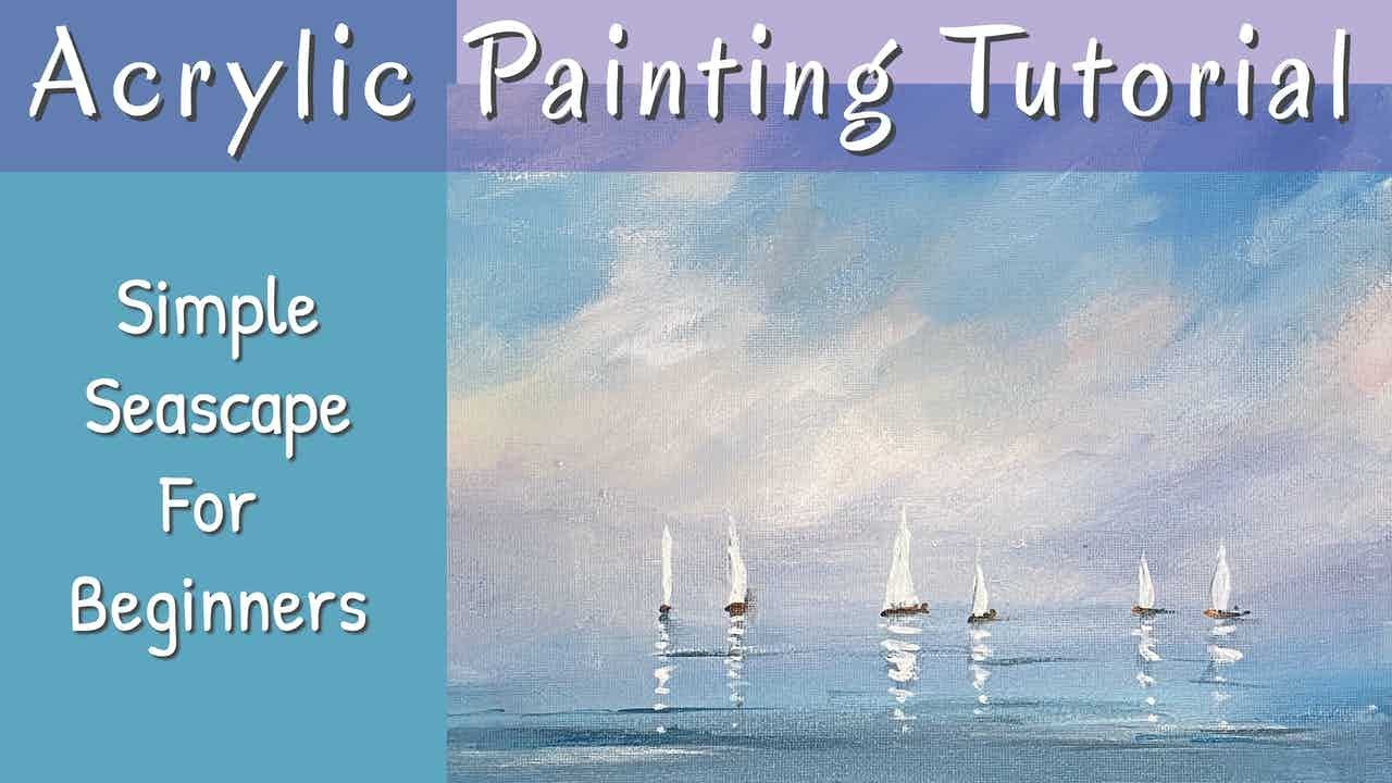 Simple Acrylic Seascape Painting Tutorial - YouTube