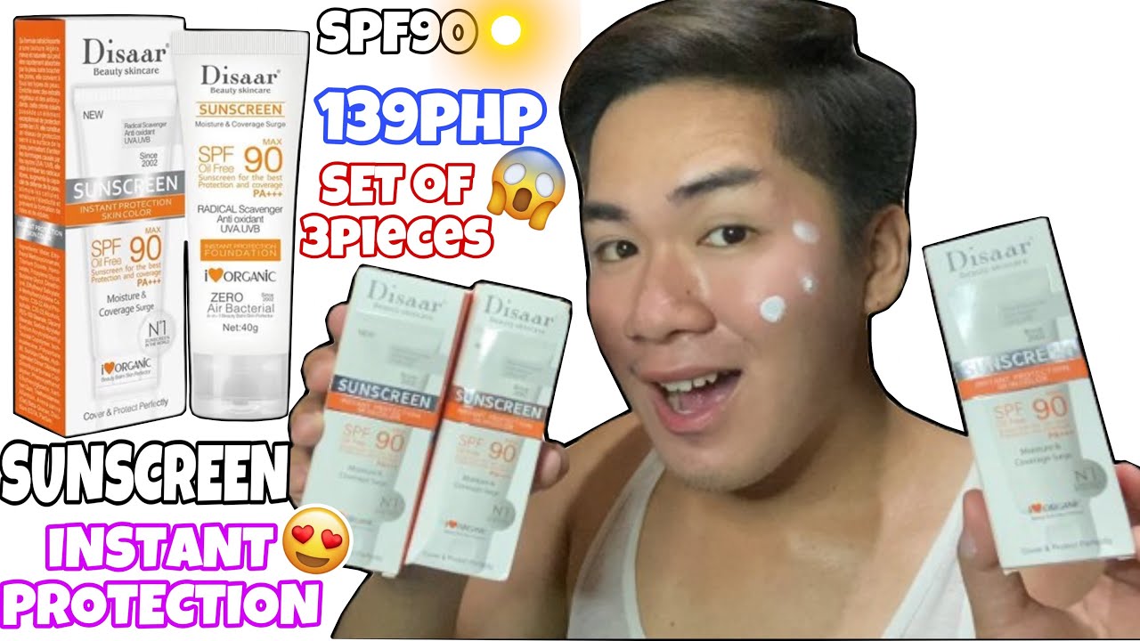 SPF90 DISAAR SUNSCREEN INSTANT PROTECTION 3pieces 139php lang?!😱 - YouTube