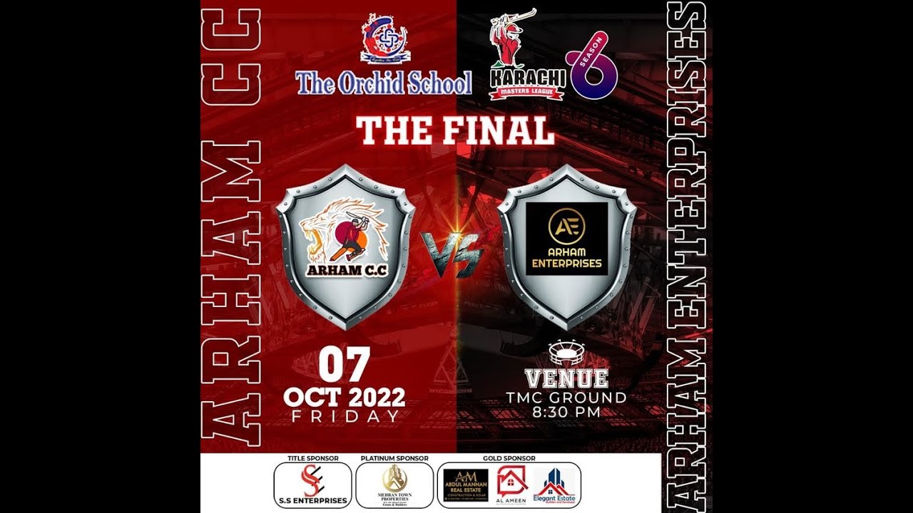 Karachi Master League Season 6 | Final | Arham Enterprises vs Arham C.C ...
