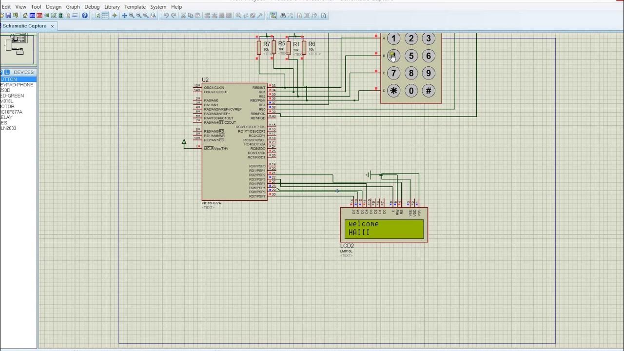 KEYPAD WITH LCD INTERFACING WITH PIC16F877A SIMULATION IN PROTEUS - YouTube