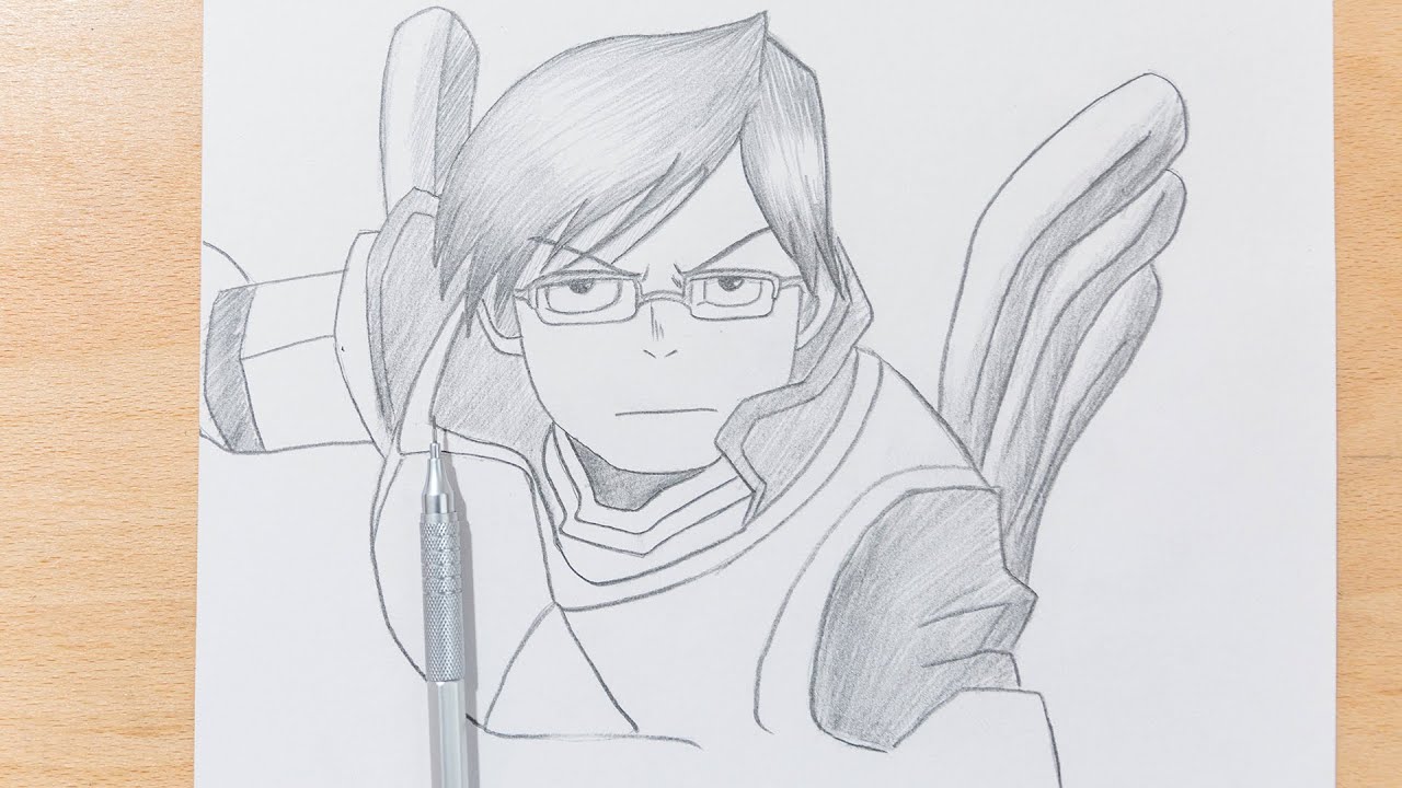 easy anime drawing | how to draw Iida Tenya step by step - YouTube