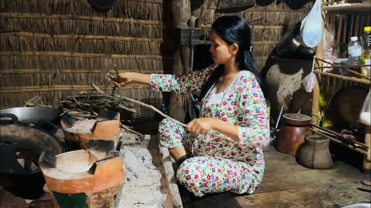 Steam fish for dinner, sundry rice crops bagged up and stored in the ...