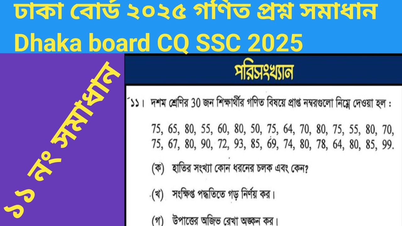 Dhaka Board 2025 SSC math CQ Question solution.(11 no.)ঢাকা বোর্ড ২০২৫ ...