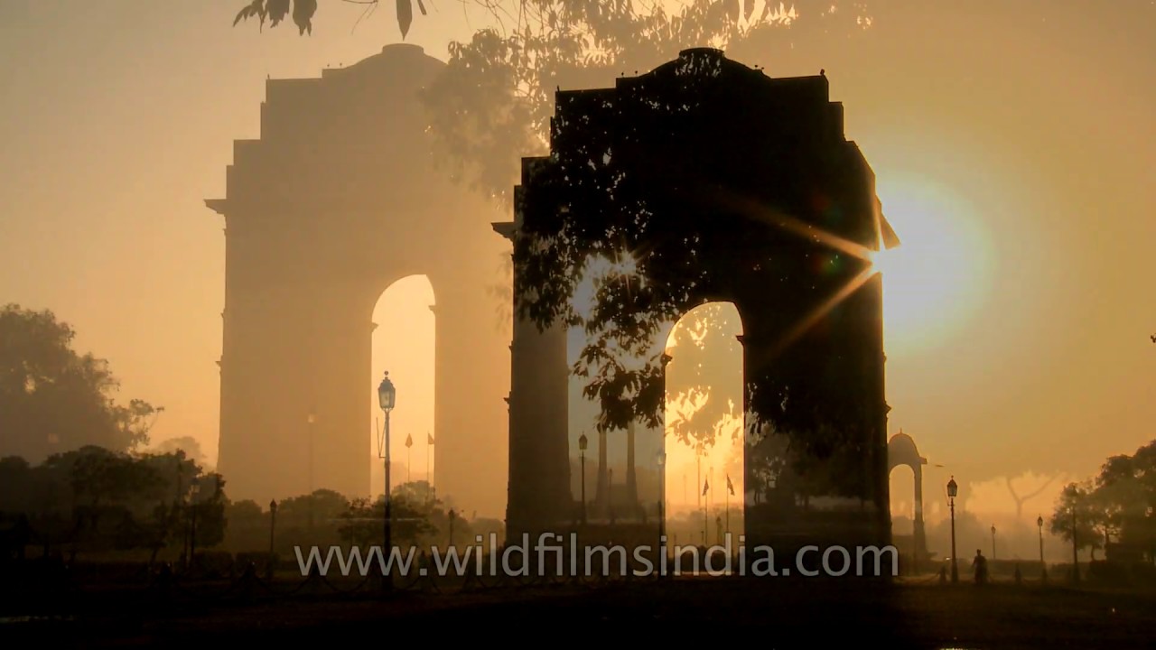 India Gate an Arc-de-Triomphe, at sunrise and sunset - YouTube