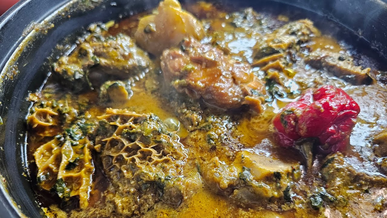 Gambia Traditional Dish recipe Plasas cooked with Spinach Leaves # ...