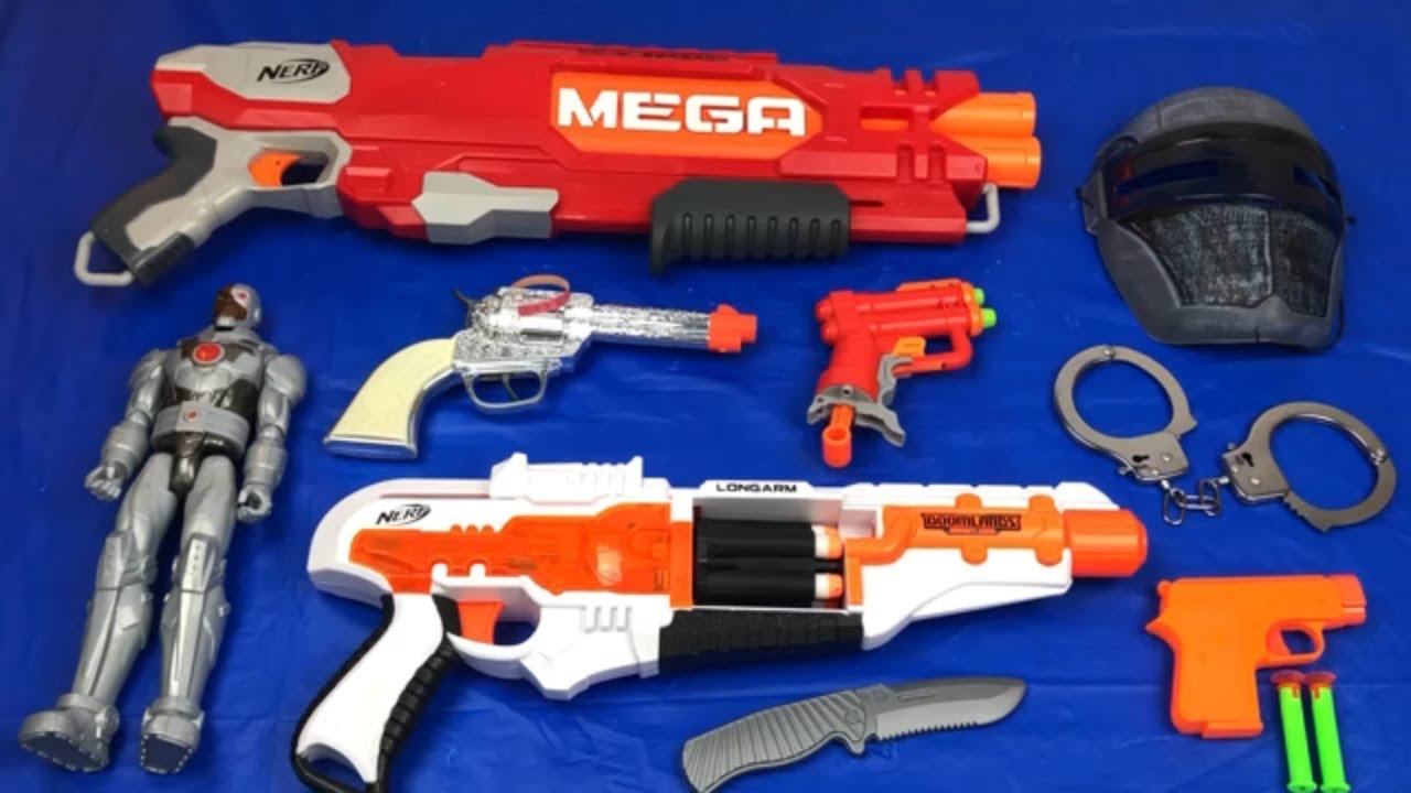 Big Box of Toys Toy Guns Toy Weapons for Kids Learn Colors - YouTube
