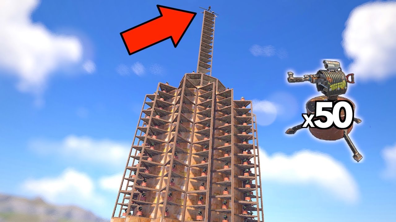 RAIDING a toxic MAX HEIGHT turret tower from the TOP... - YouTube