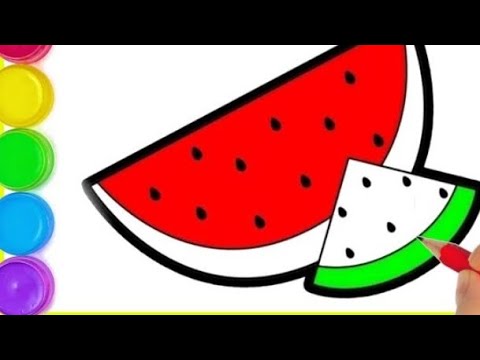 how to draw water melon drawing easy ll easy step by step watermelon ...