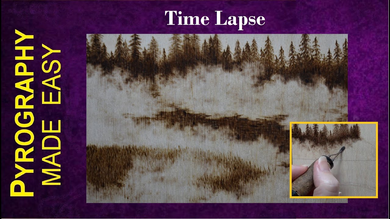 Wood burning Art - Misty Lake pyrography time lapse art - YouTube