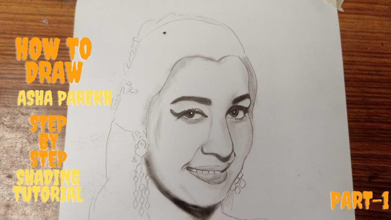 How to draw Asha Parekh Shading Tutorial Part-1 - YouTube