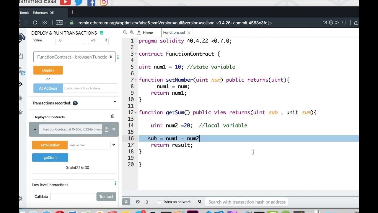 22 Ethereum Solidity function View functions - YouTube