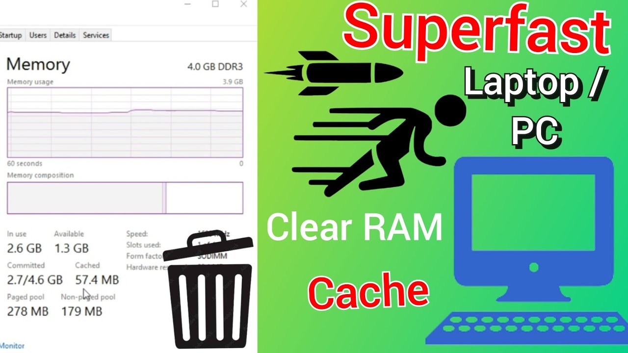 clear RAM cache superfast your laptop pc | clear junk file windows 10 ...