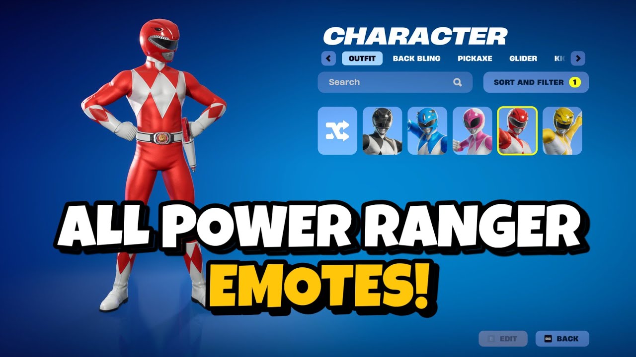All Fortnite Power Rangers EMOTES! (Season 5!) - YouTube