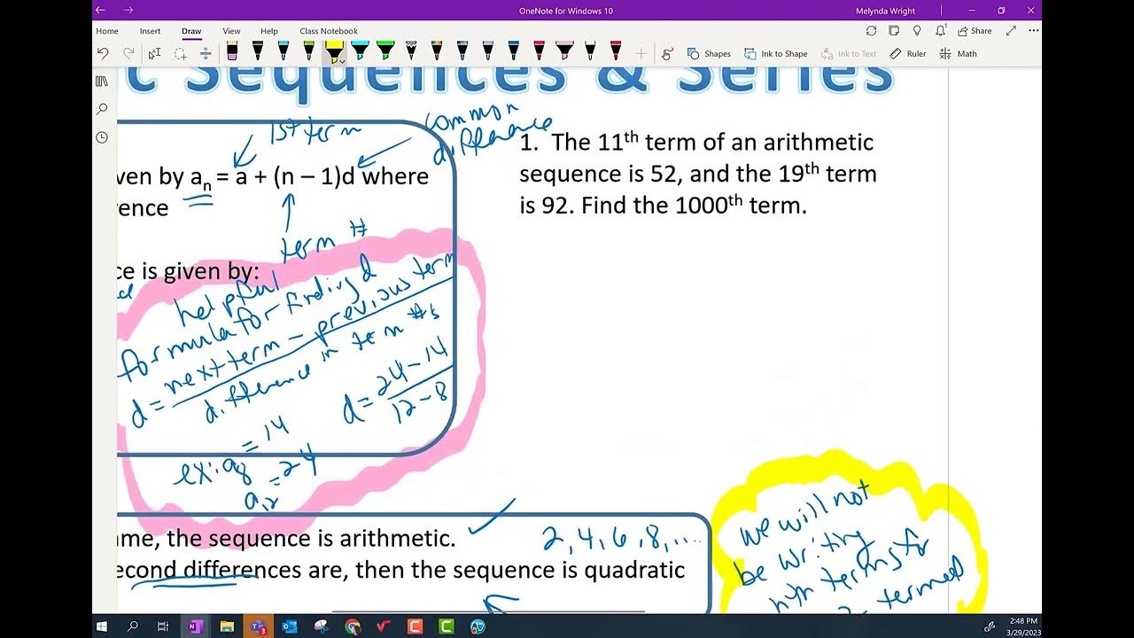 Precal Honors 12.2 Arithmetic Sequences and Series - YouTube