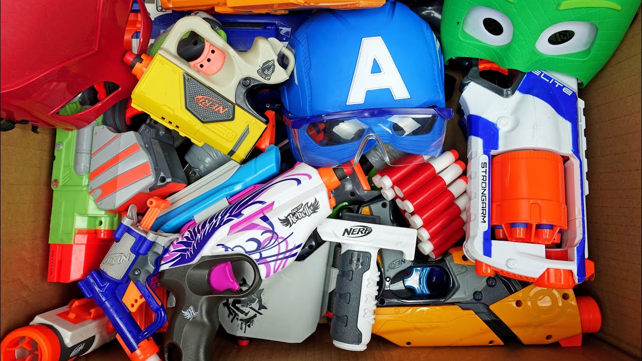 Box of Toys! NERF GUNS Collection and Equipments Gun Binoculars [Nerf ...